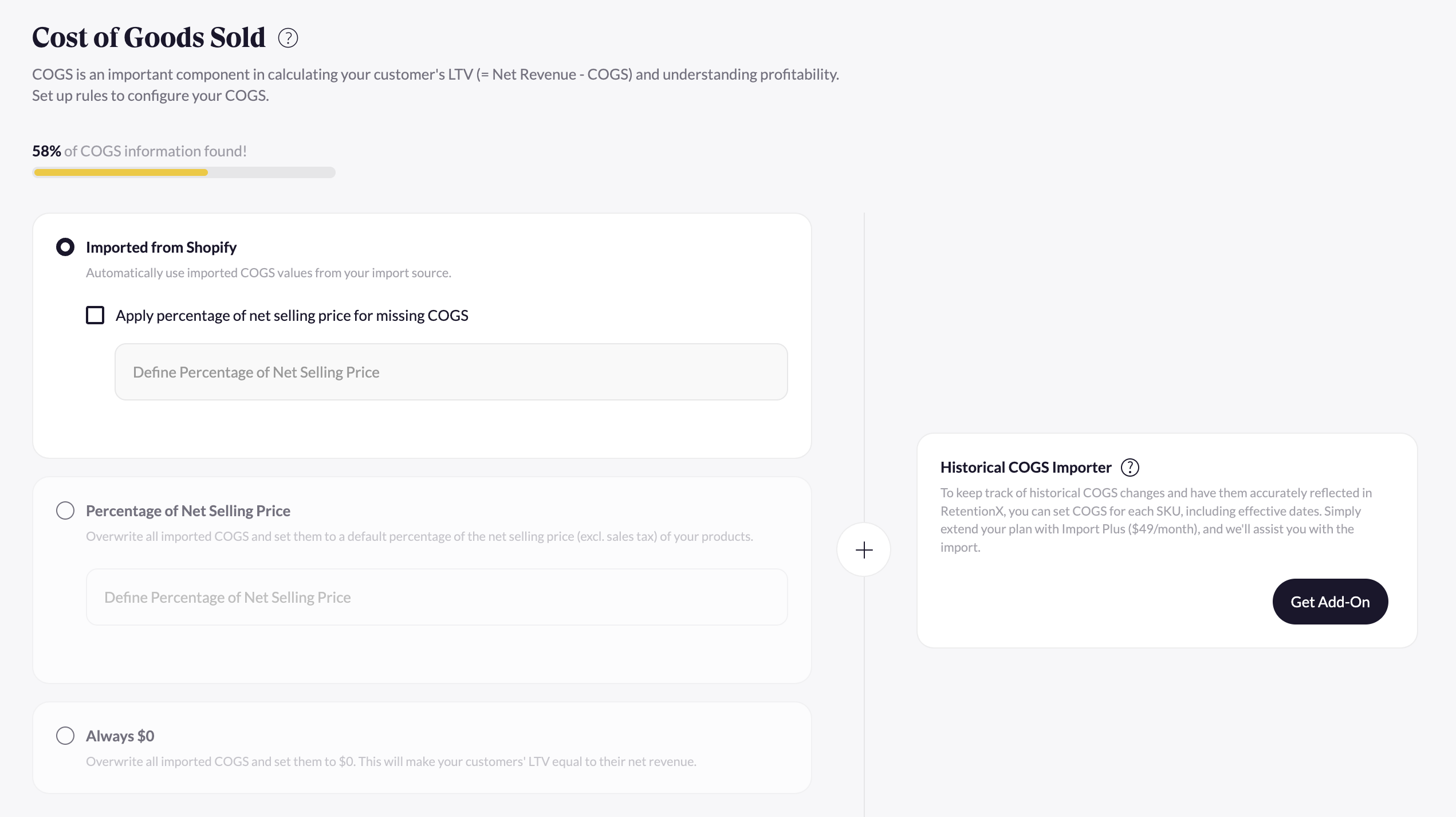 How to Configure COGS – RetentionX
